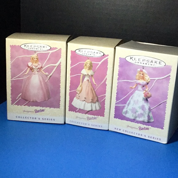 Hallmark | Holiday | 3 Hallmark Keepsake Ornaments Sprintime Barbie ...